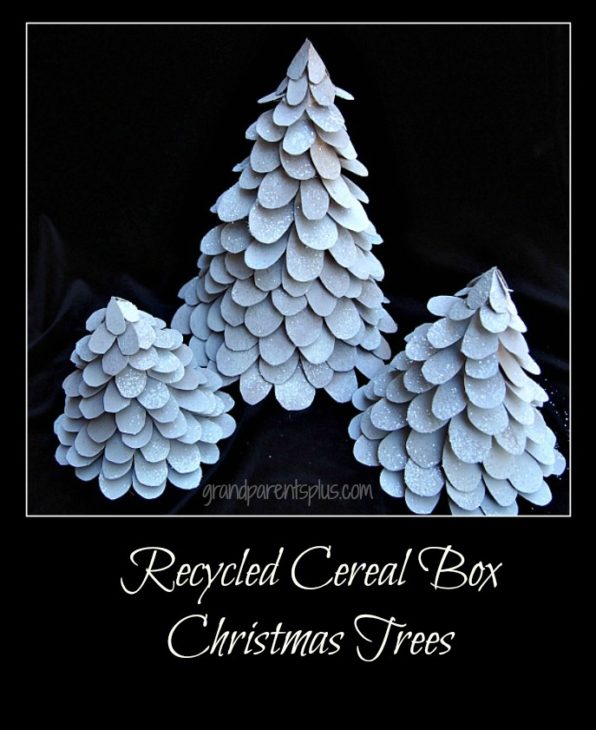 Recycled Cereal Box Christmas Trees - GrandparentsPlus ...